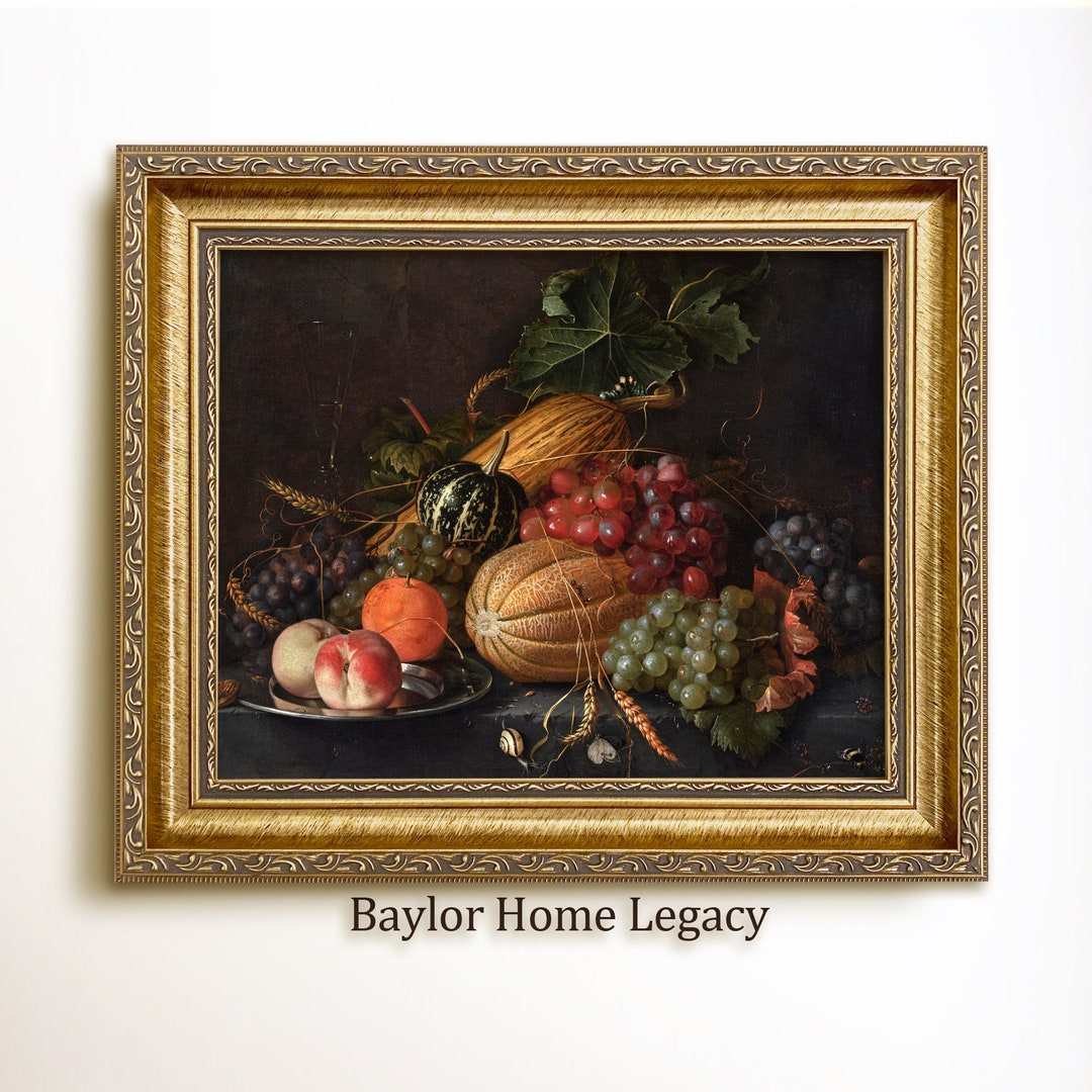 Framed Still Life of Fruit Oil Painting Print on Canvas, Framed Fruit ...