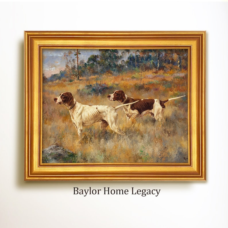 German Short Haired Pointer Oil Painting Canvas Print; Vintage Bird Dog ...