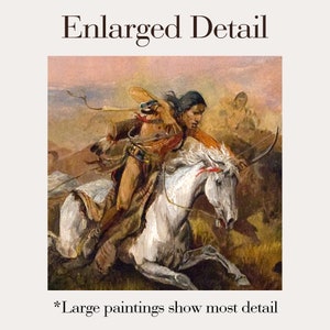 Framed Native American Hunting Buffalo Painting Print on Canvas, Framed ...