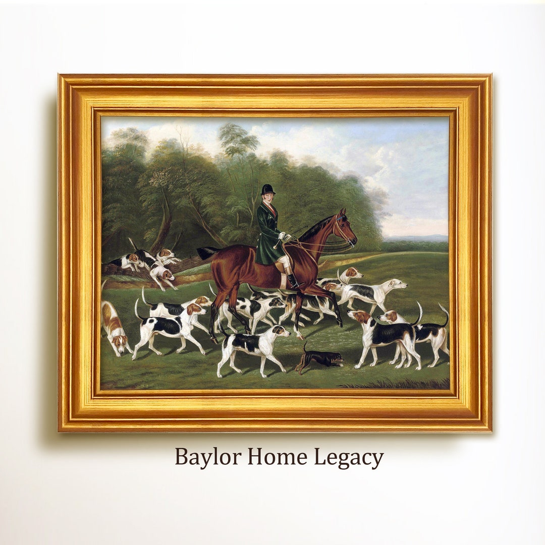 Framed Fox Hunting Scene, Foxhunting Painting Print on Canvas, Fox ...