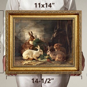Framed Rabbits Oil Painting on Canvas Oil Painting Print on Canvas ...