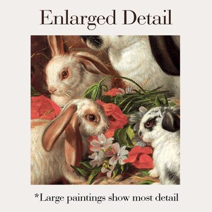 Framed Rabbits Oil Painting Canvas Print Vintage Rabbit and Bunnies ...