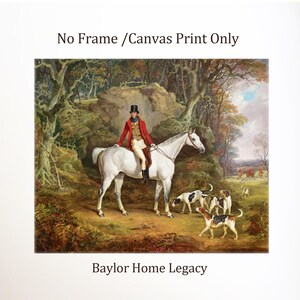 Framed Fox Hunt Scene Oil Painting Canvas Print, Classic Equestrian Fox ...