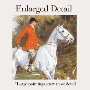 Framed Fox Hunt Scene Oil Painting Canvas Print, Classic Equestrian Fox ...