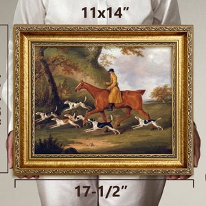 Framed Fox Hunter and Hounds in a Country Landscape, Fox Hunting Scene ...