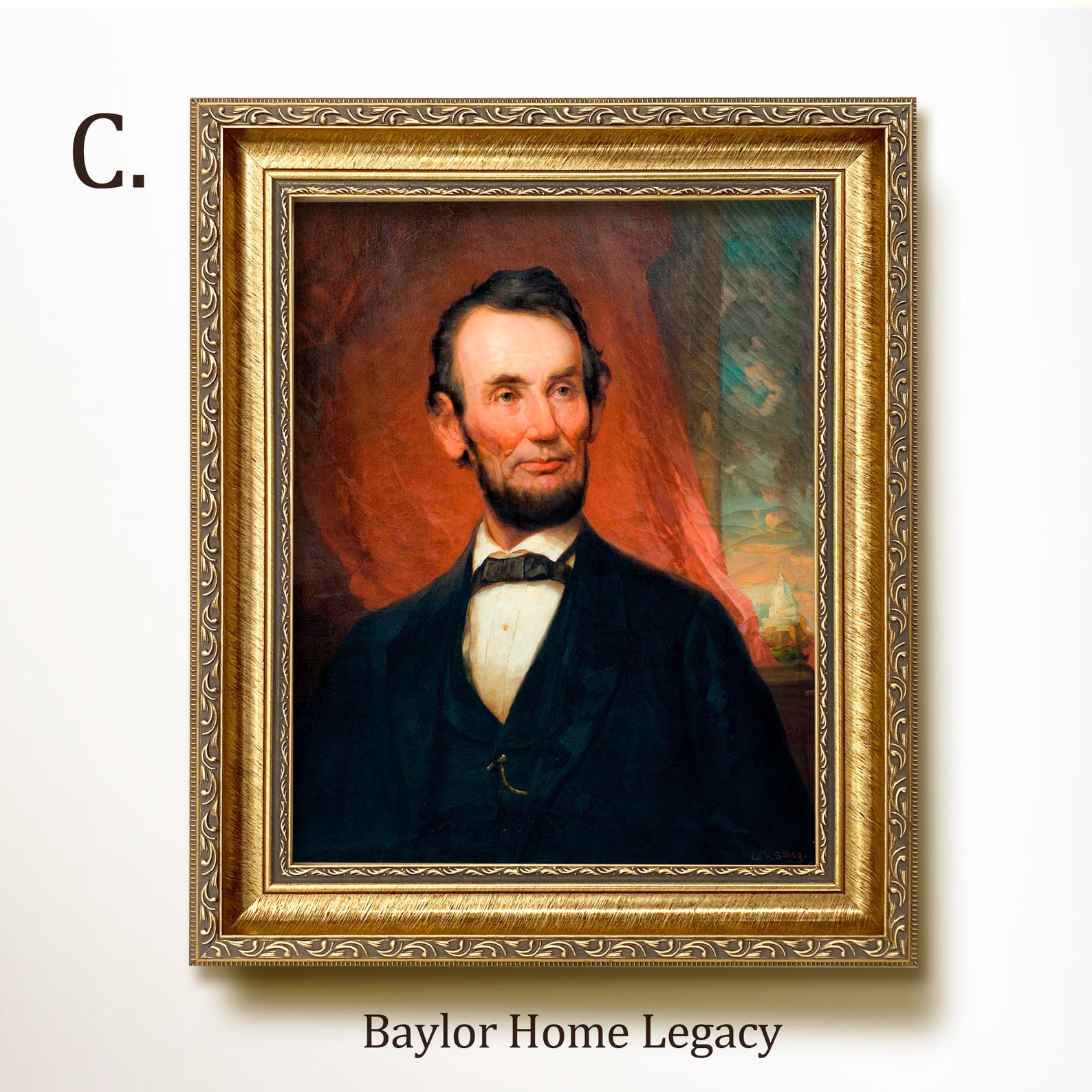 Framed Portrait of President Abraham Lincoln Oil Painting Print on ...