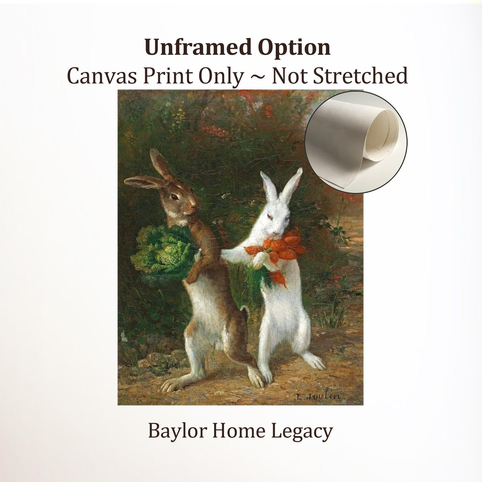 Framed Rabbits Oil Painting Print on Canvas, Framed Walking Rabbits ...
