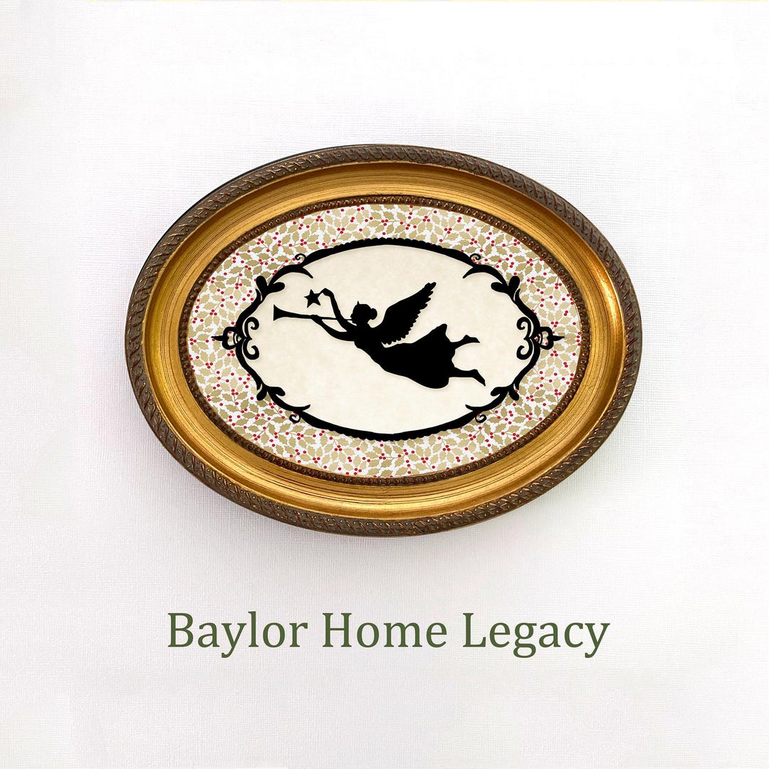 Framed Angel Print in Oval Frame 6th in the Series of Holiday Oval Wood ...