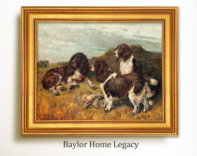 English Springer Hunting Dogs Art Print No.1, Oil Painting Style ...