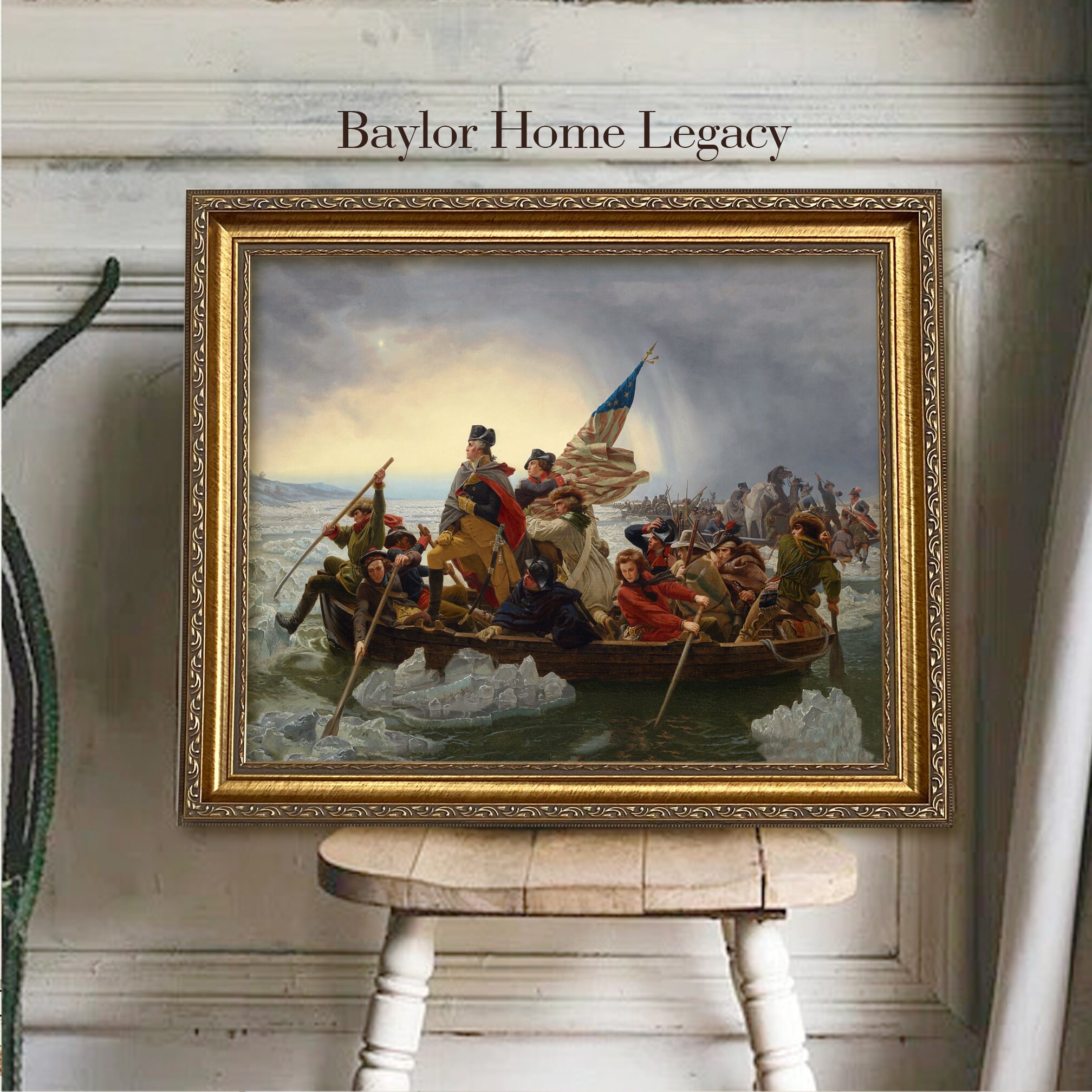 Framed George Washington Crossing the Delaware Oil Painting Print on ...