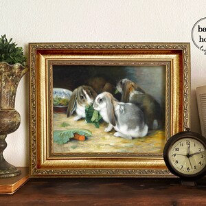Framed Rabbits Oil Painting on Canvas Oil Painting Print on - Etsy