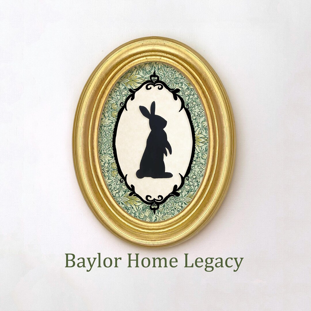 Framed Rabbit Silhouette Print in Oval Frame Bunny Framed Silhouette ...