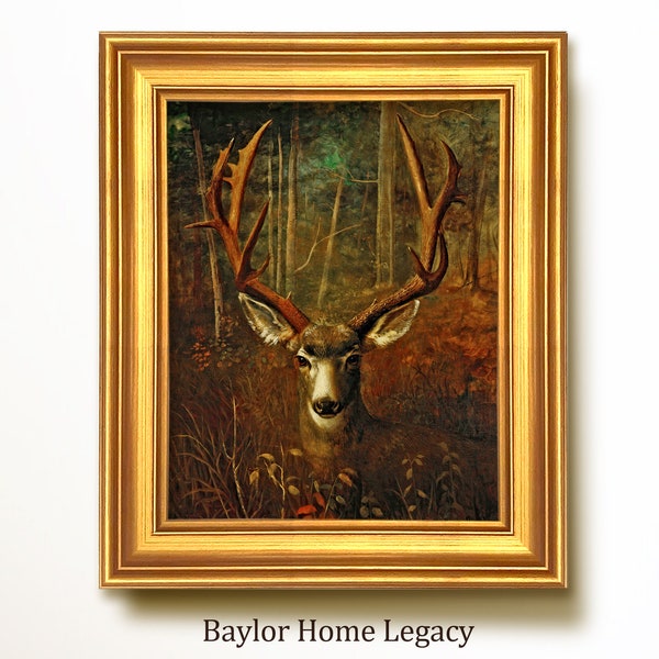 Vintage Framed Deer Oil Painting - Etsy
