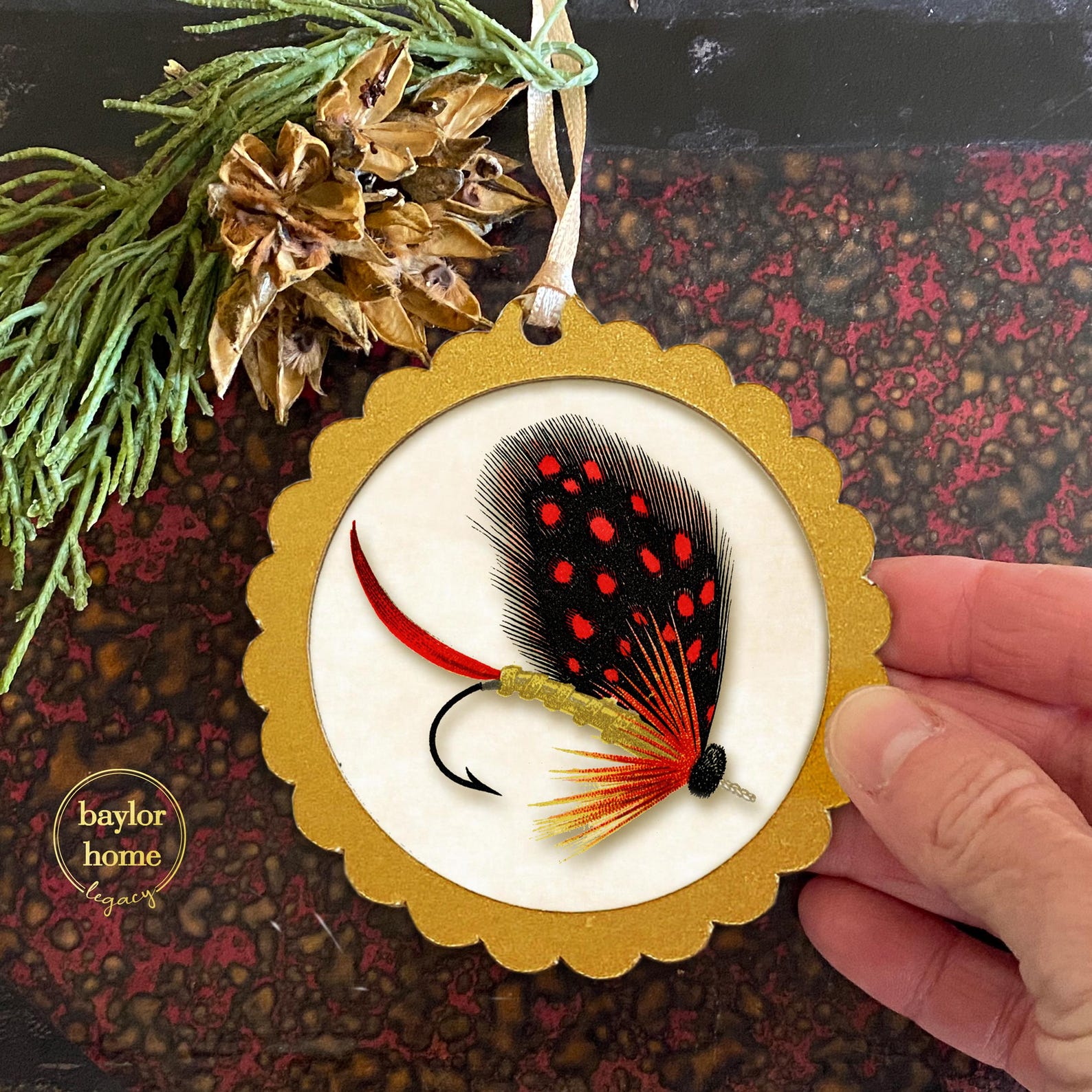 Set of 12 Handmade Fishing Flies Ornaments for Tree, Unique Rustic ...