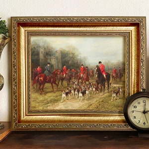 Framed Fox Hunting Painting, Foxhunting Oil Painting Print on Canvas, English Fox Hunt Scene for ...