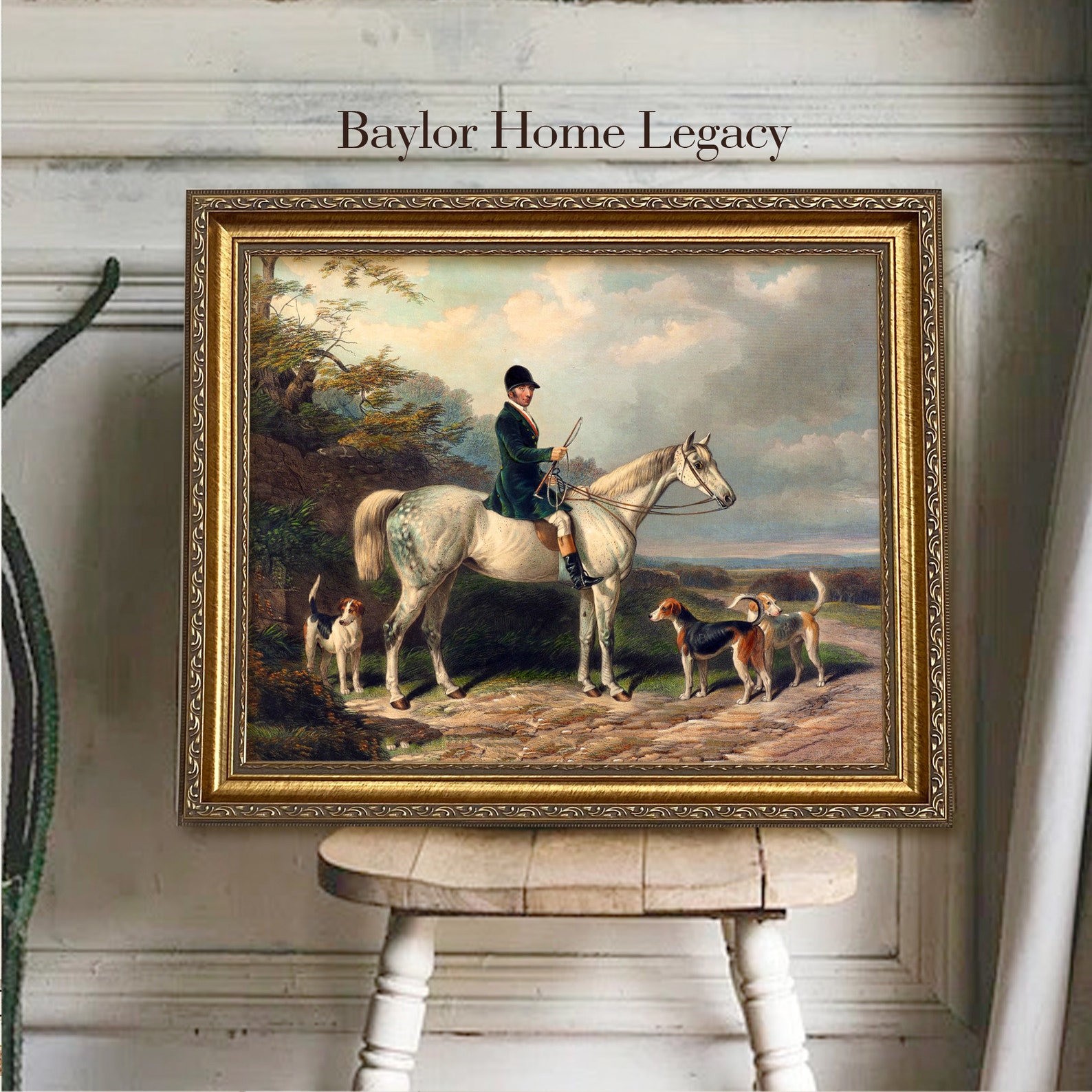 Framed Fox Hunter and Hounds Canvas Print, Horse and Foxhounds Wall Art ...