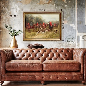 Framed Fox Hunting Painting, Foxhunting Oil Painting Print on Canvas, English Fox Hunt Scene for ...