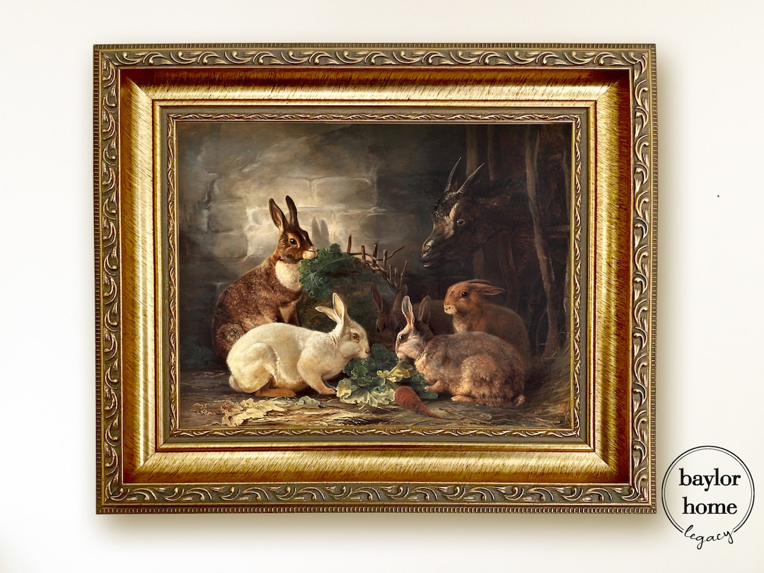 Framed Rabbits Oil Painting on Canvas Oil Painting Print on Canvas ...