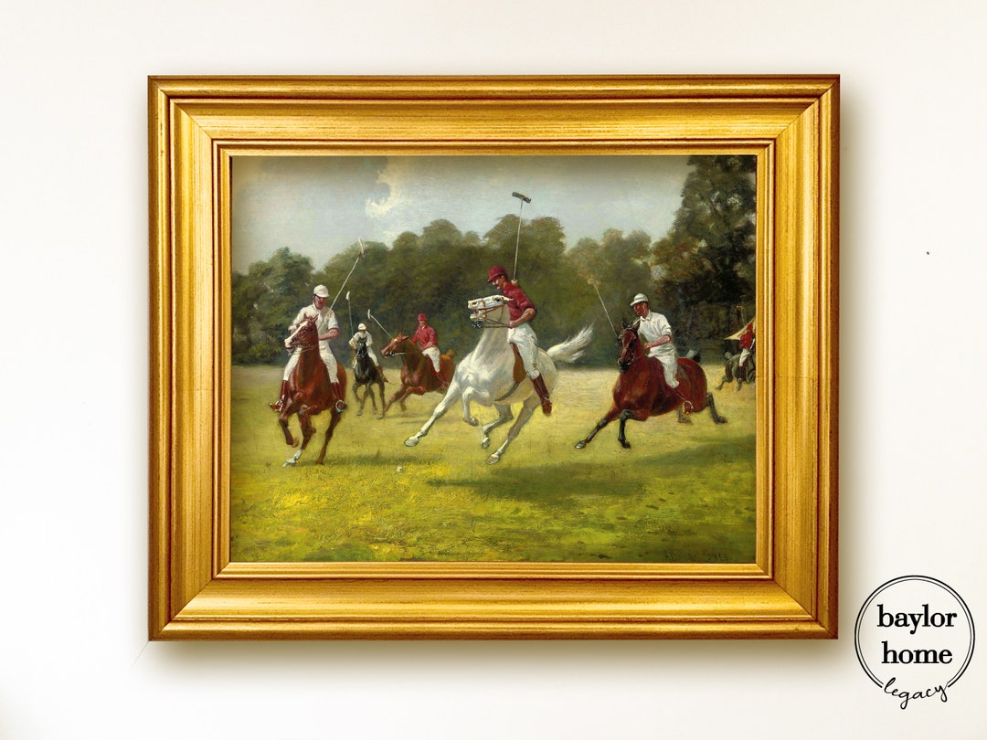 Framed Polo Scene Oil Painting Print on Canvas Vintage Polo - Etsy