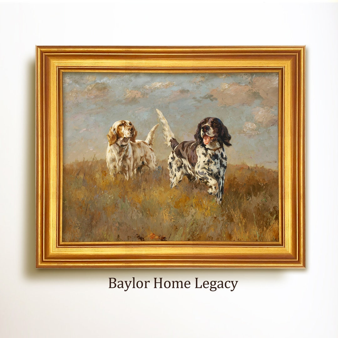Framed English Setter Oil Painting Print on Canvas, Framed Vintage Bird ...