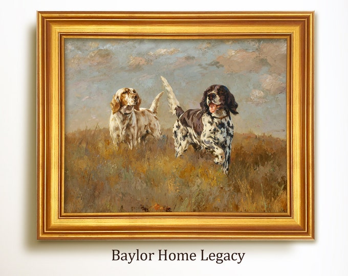 English Springer Hunting Dogs Art Print No.1, Oil Painting Style ...