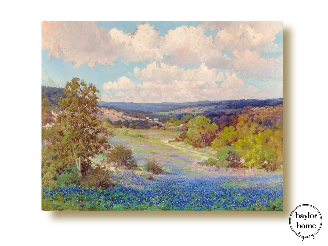 Unframed Texas Blue Bonnets Painting, Oil Painting Print on Canvas of a ...