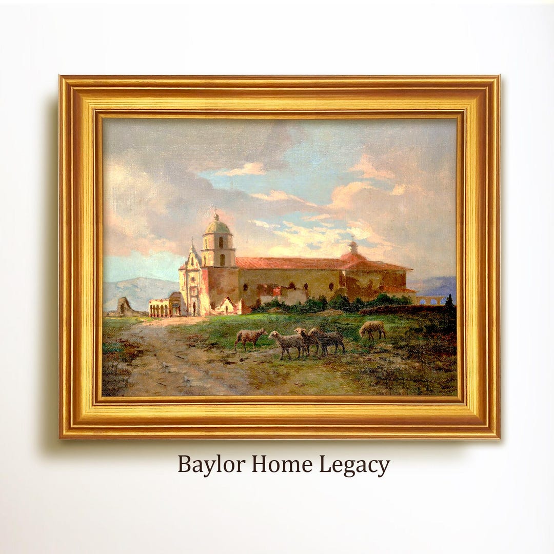 Framed Mission San Luis Rey Oil Painting Canvas Print, Framed ...