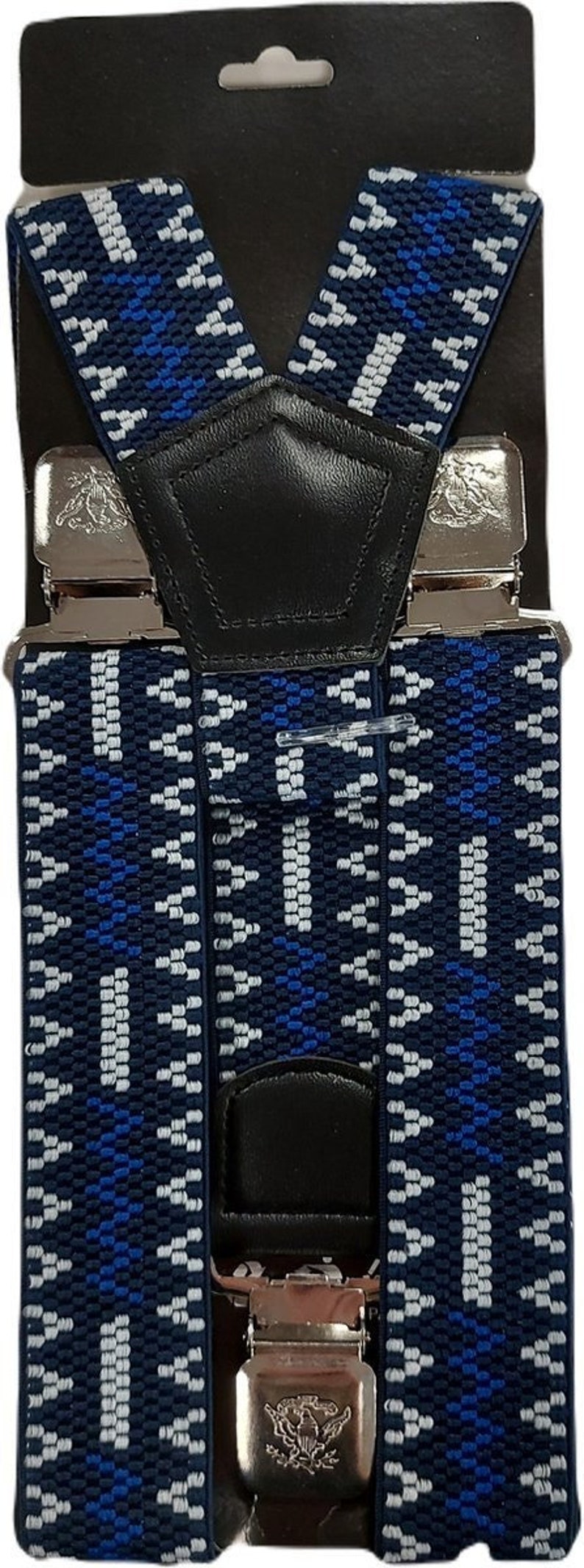 Braces Color: Dark Blue White Motif Braces Men Adults Sturdy Clips ...
