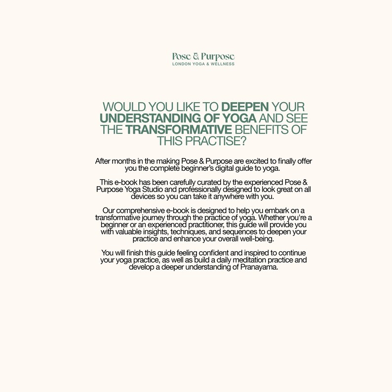 Pose & Purpose Beginner's Yoga Digital E-book - Instant Download - Etsy