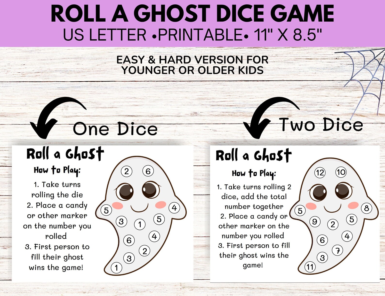 Roll a Ghost Dice Game Printable Kids Halloween Game - Etsy