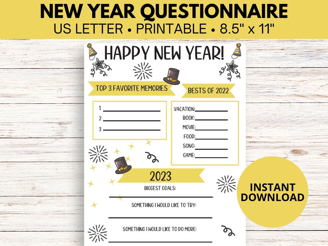 New Years Eve Questionnaire Printable New Years Eve Games New Years ...