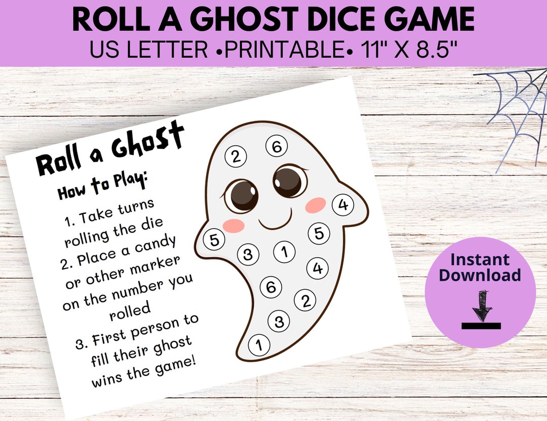 Roll a Ghost Dice Game Printable Kids Halloween Game - Etsy UK