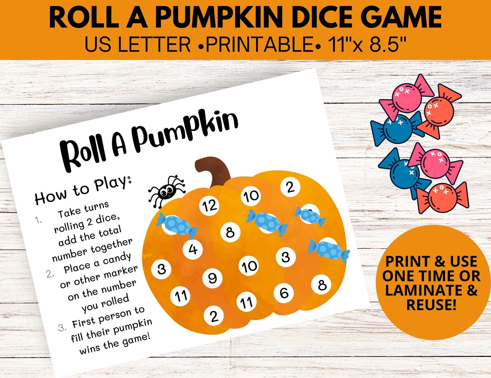Roll a Pumpkin Dice Game Printable Kids Halloween Game - Etsy UK