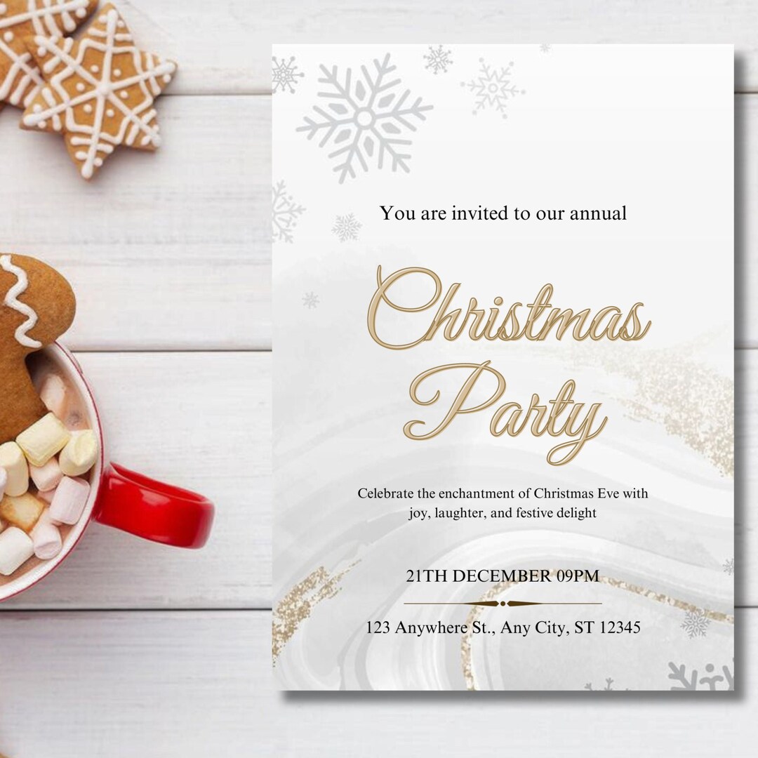 Editable Christmas Party Invitation, Editable Canva Template, Digital ...