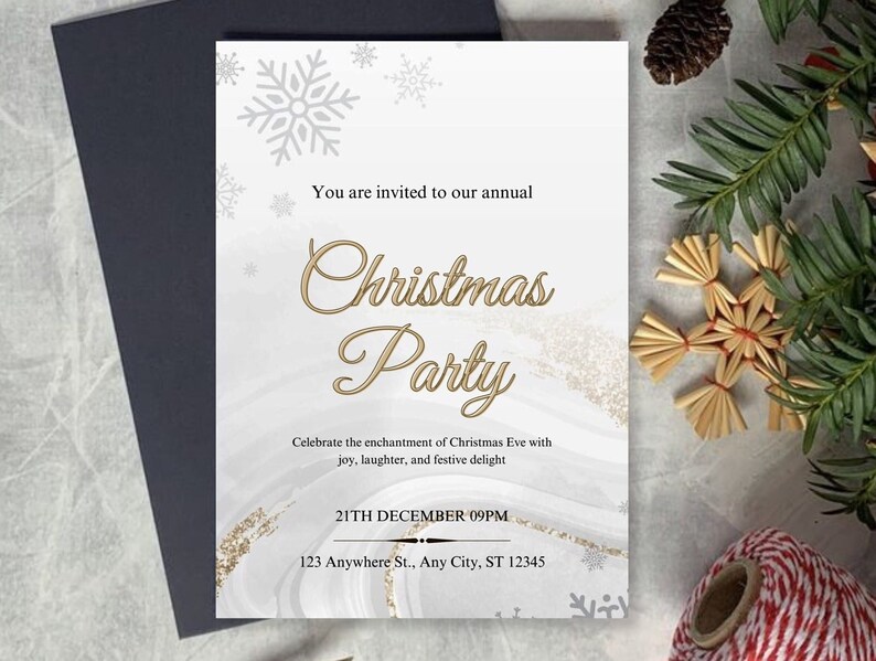 Editable Christmas Party Invitation, Editable Canva Template, Digital ...