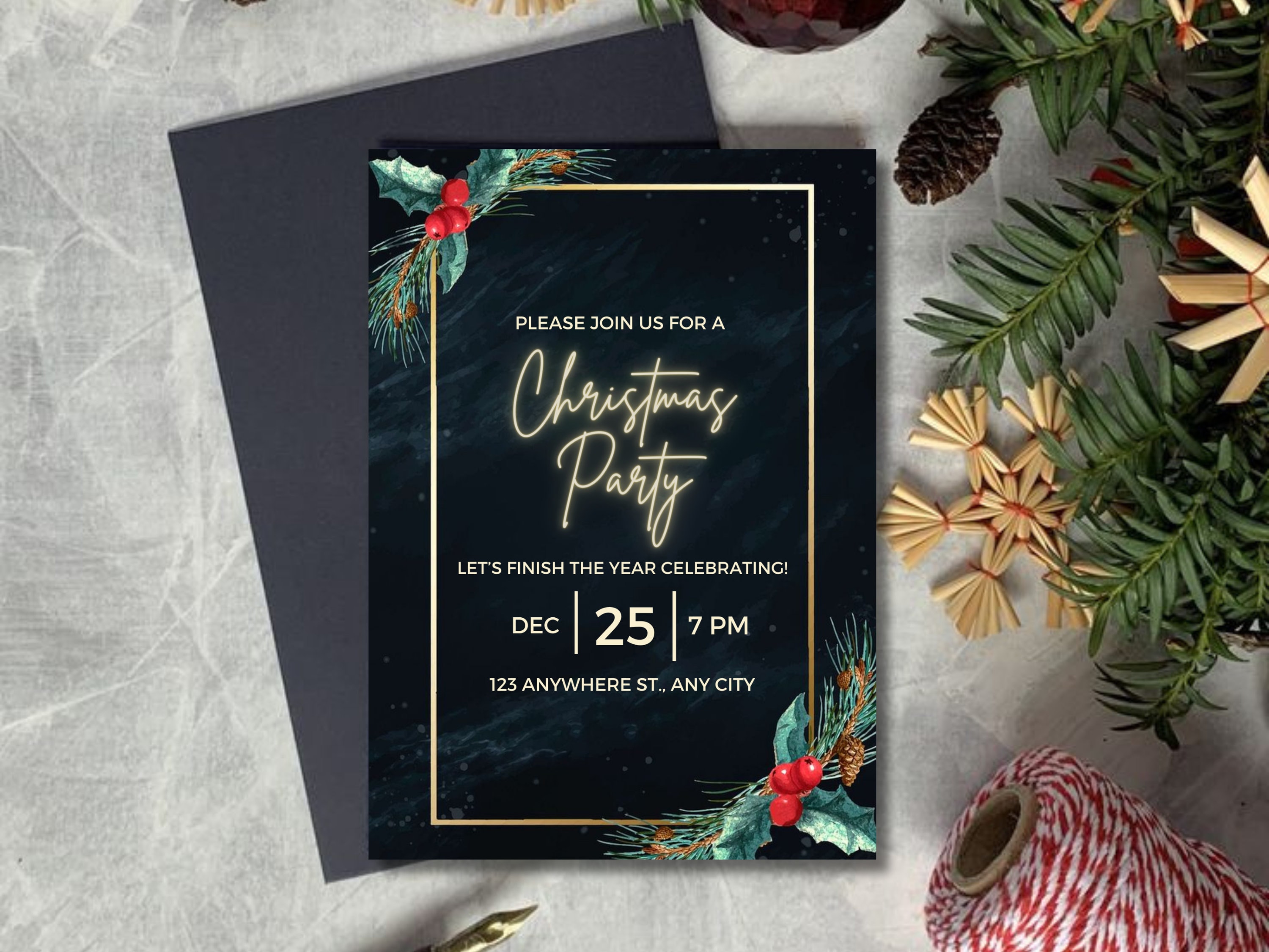 Editable Christmas Party Invitation, Editable Canva Template, Digital ...