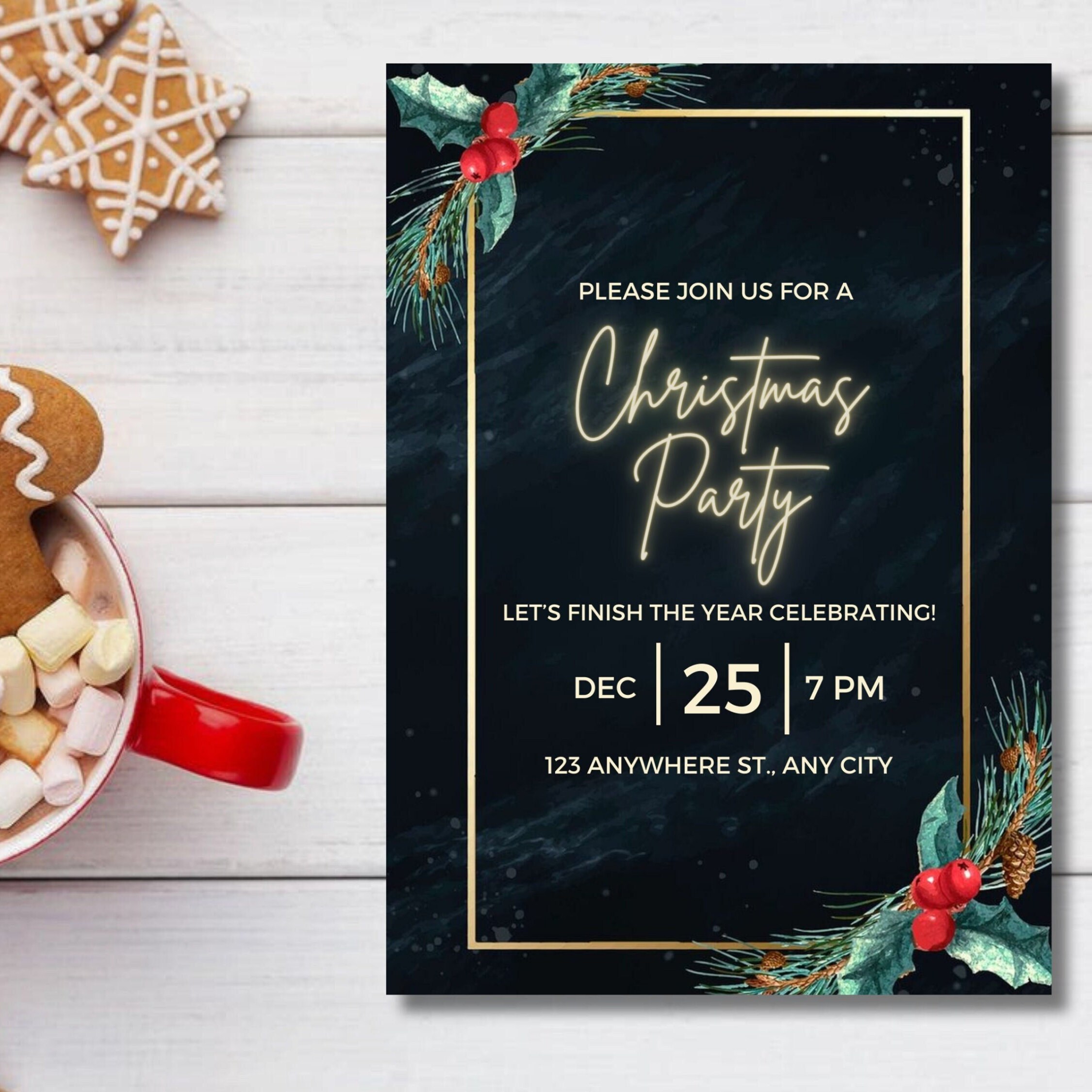 Editable Christmas Party Invitation, Editable Canva Template, Digital ...
