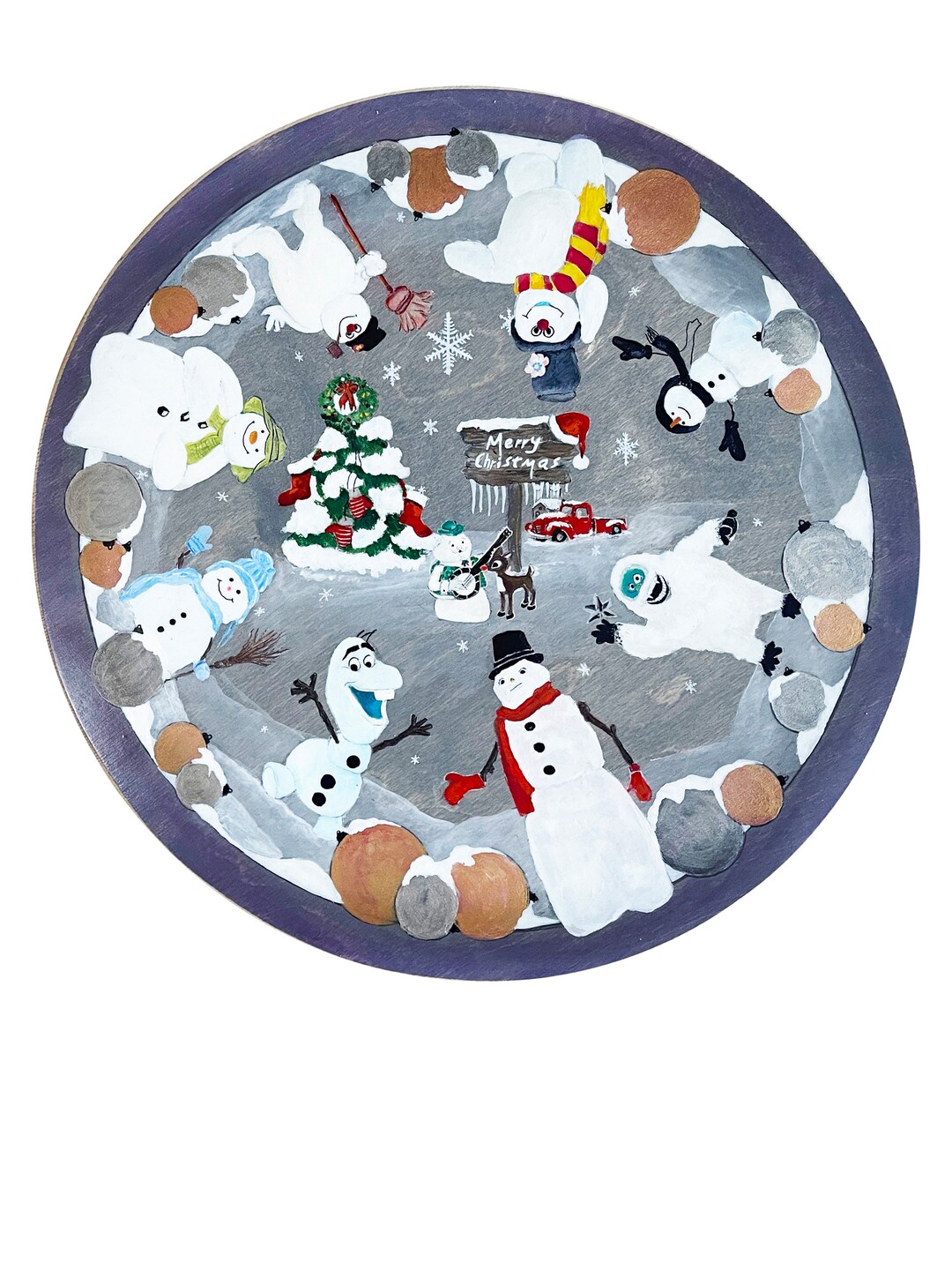 Snowmen Lazy Susan Original Snowman Christmas - Etsy