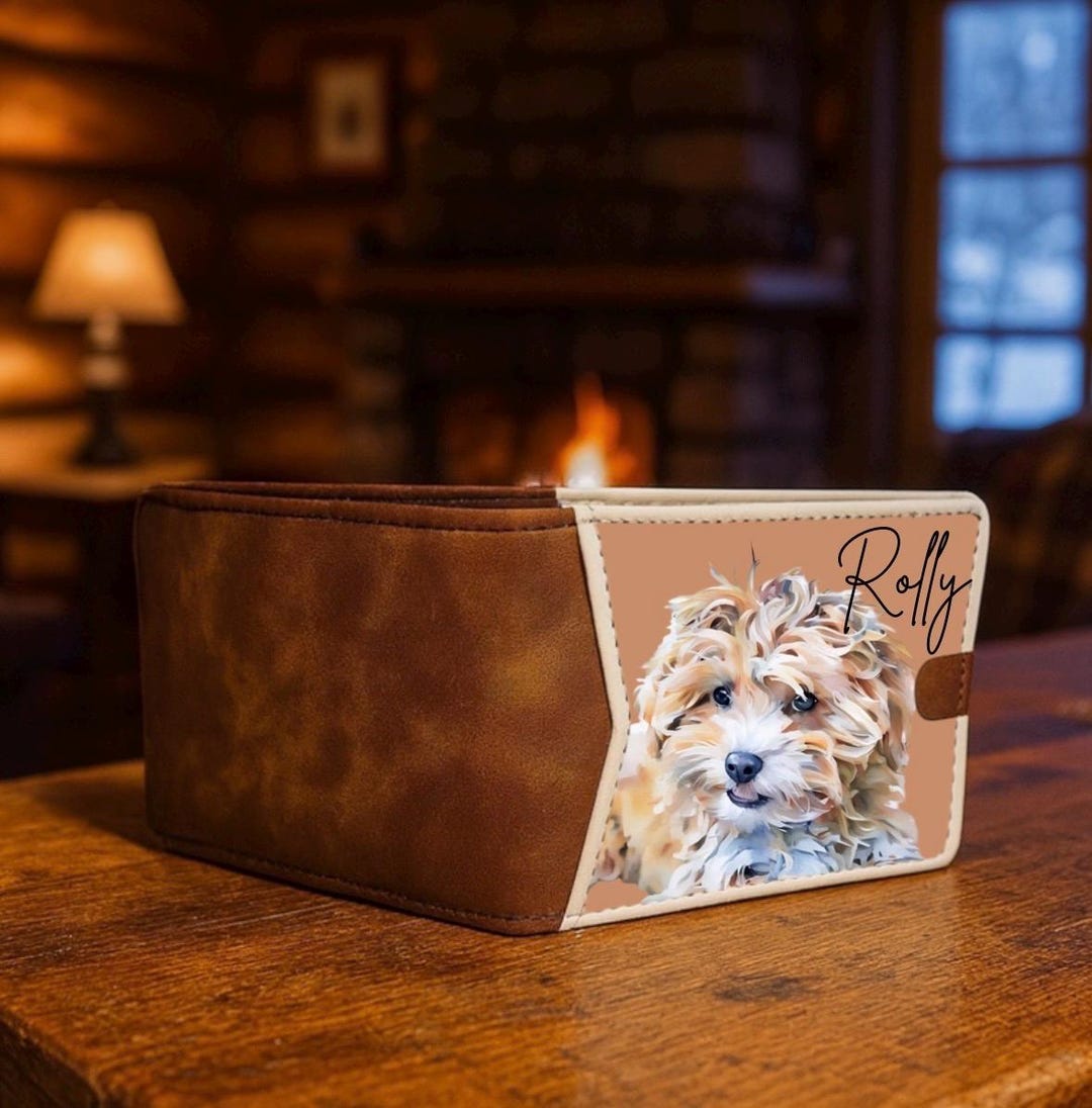 Custom Dog Portrait Wallet With Name • Personalized Photo Wallet • Pet ...