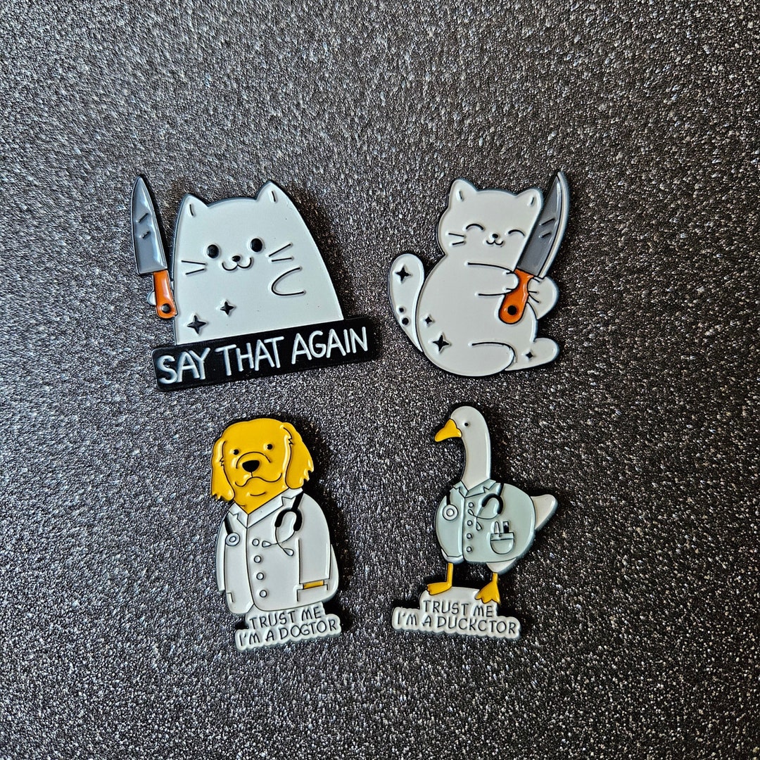 6 Punny Animal Pins Say That Again Trust Me I'm a Dogtor Ducktor I Don ...