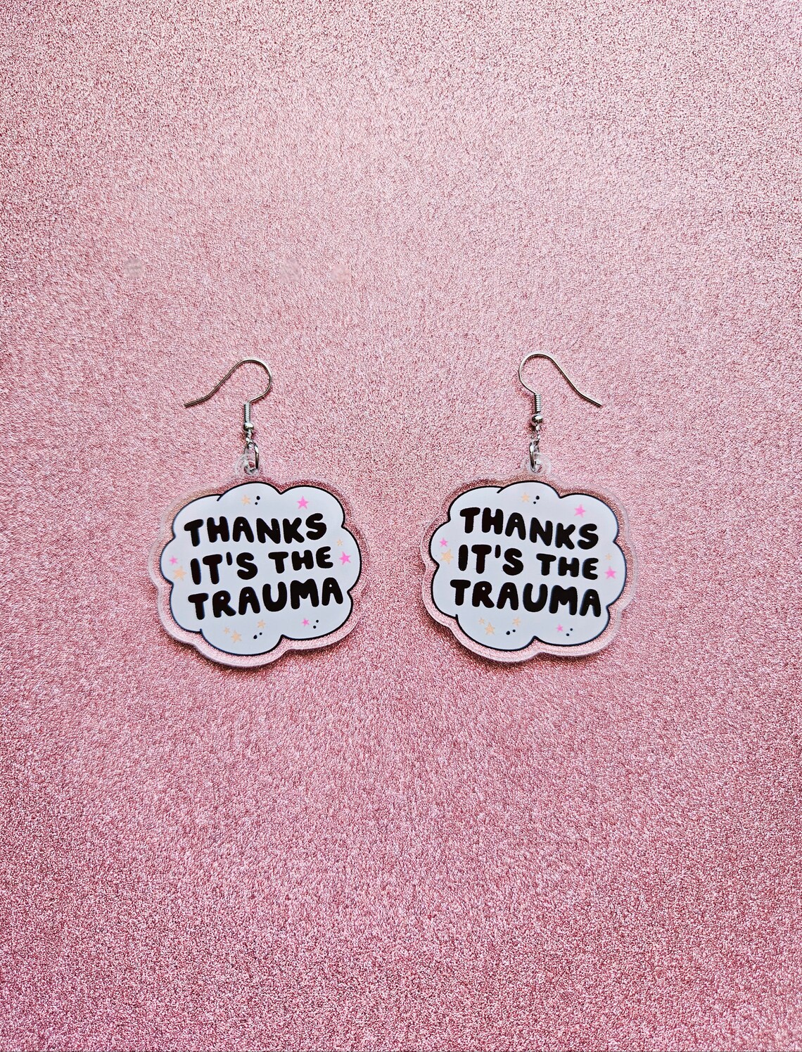 Thanks It's the Trauma EARRINGS, Kawaii, Cute and Funny Acrylic Jewelry ...