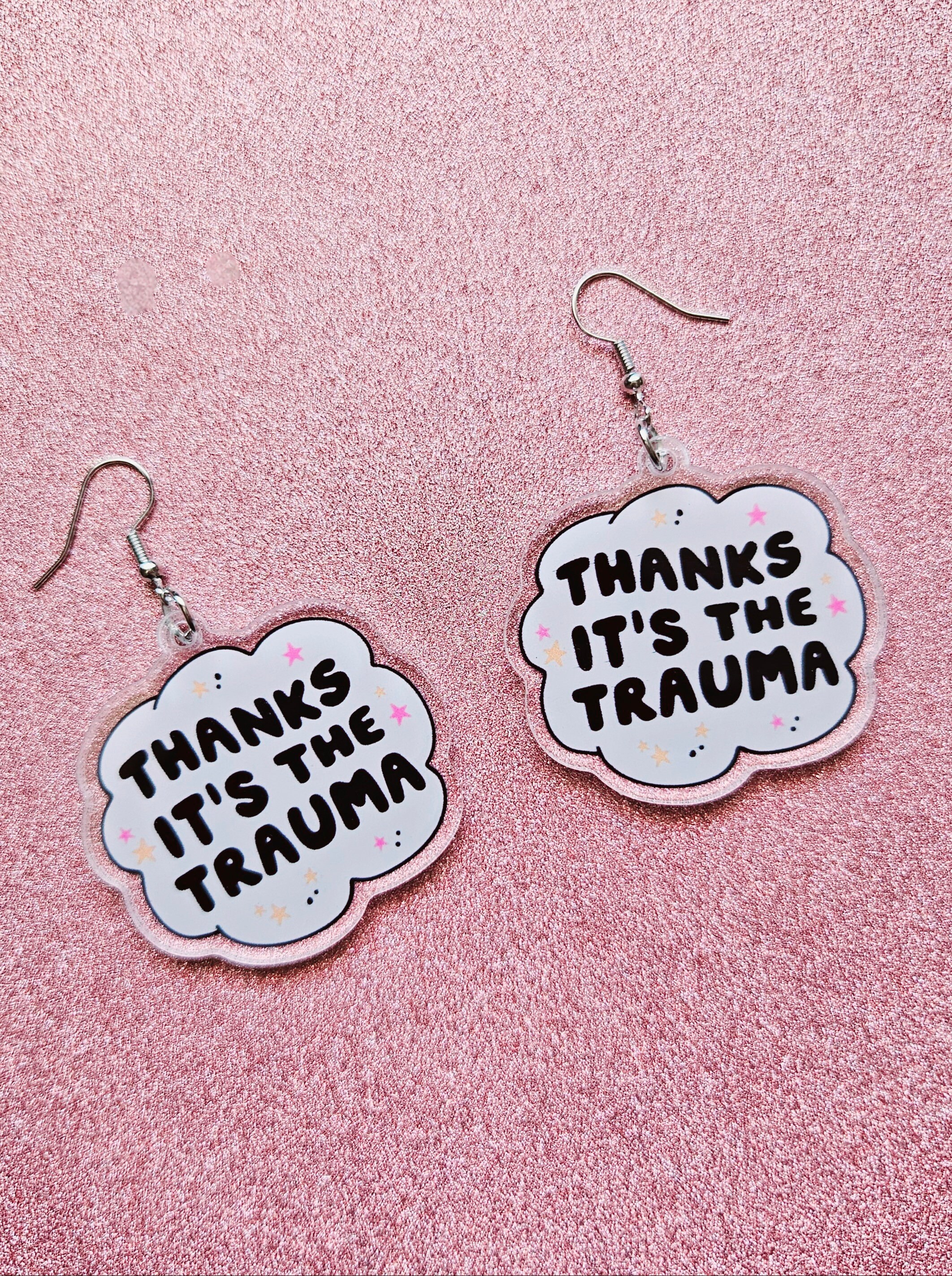 Thanks It's the Trauma EARRINGS, Kawaii, Cute and Funny Acrylic Jewelry ...