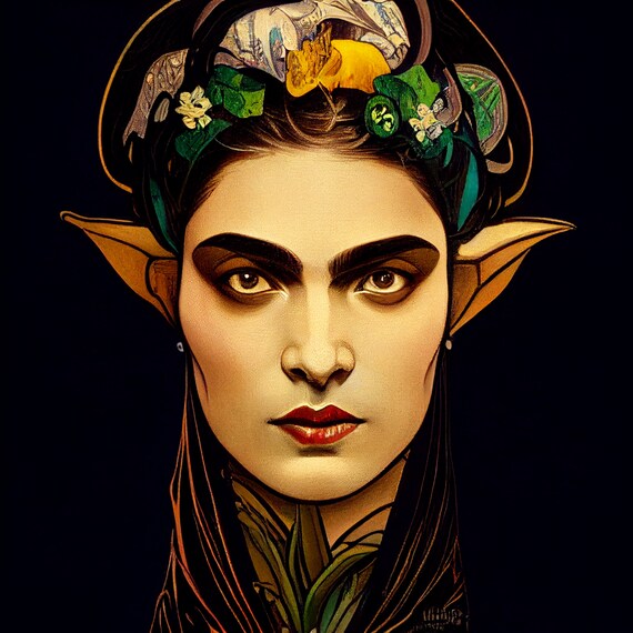 Dark Elf Frida Kahlo 14x14 Canvas Wall Art Wall Art Living - Etsy