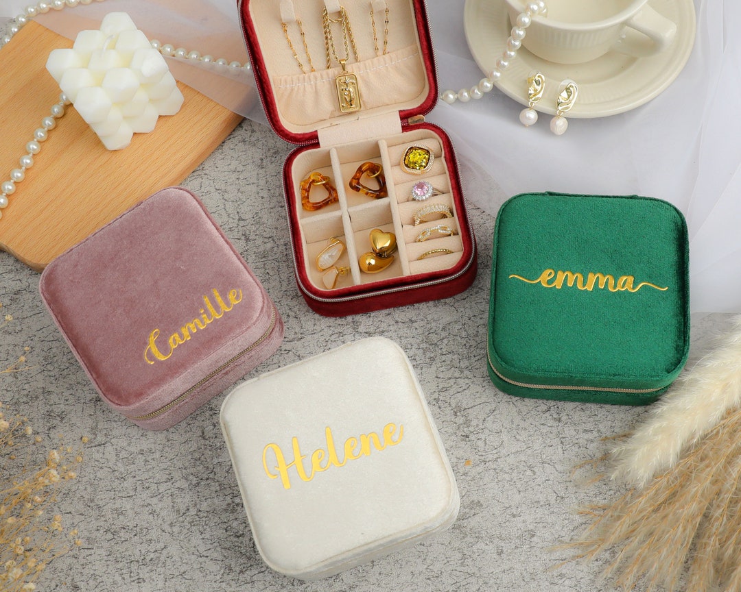 Personalized Jewelry Box, Custom Velvet Jewelry Box, Bridesmaid Gift ...