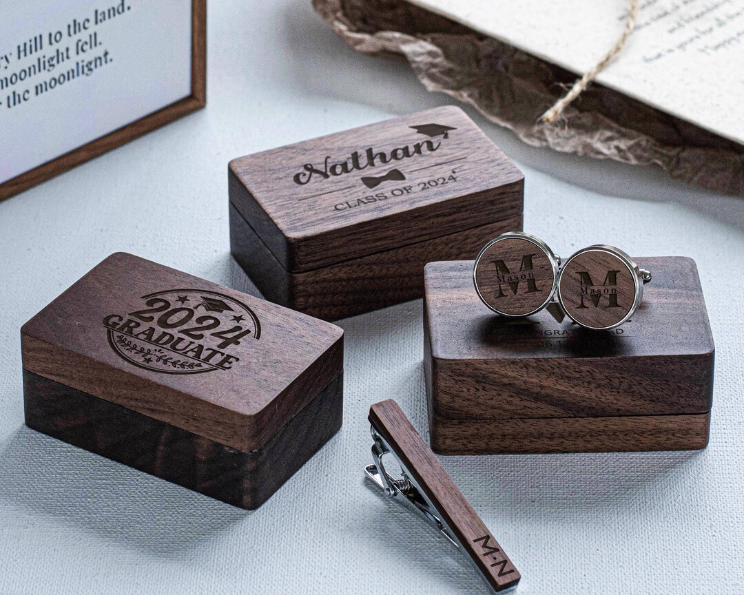 Graduation Gifts for Man Class of 2024 Personalized Wooden Cufflinks ...