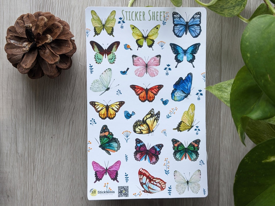Butterflies Sticker Sheet Nature Stickers for Planner, Scrapbook ...