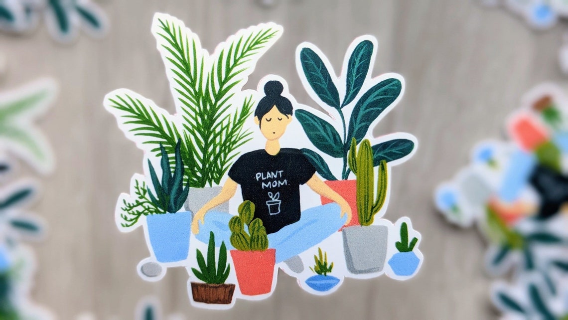 Plant Mom Waterproof Vinyl Sticker | Plant Lover Gift | Cute Plant ...