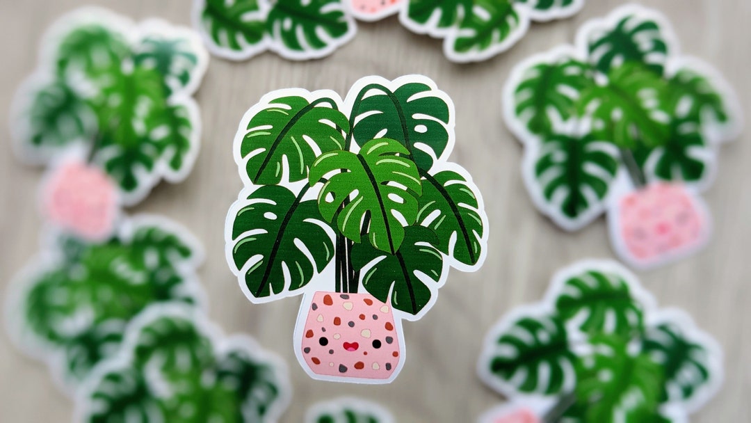 Monstera Waterproof Vinyl Sticker | Minimalist House Plant Sticker ...