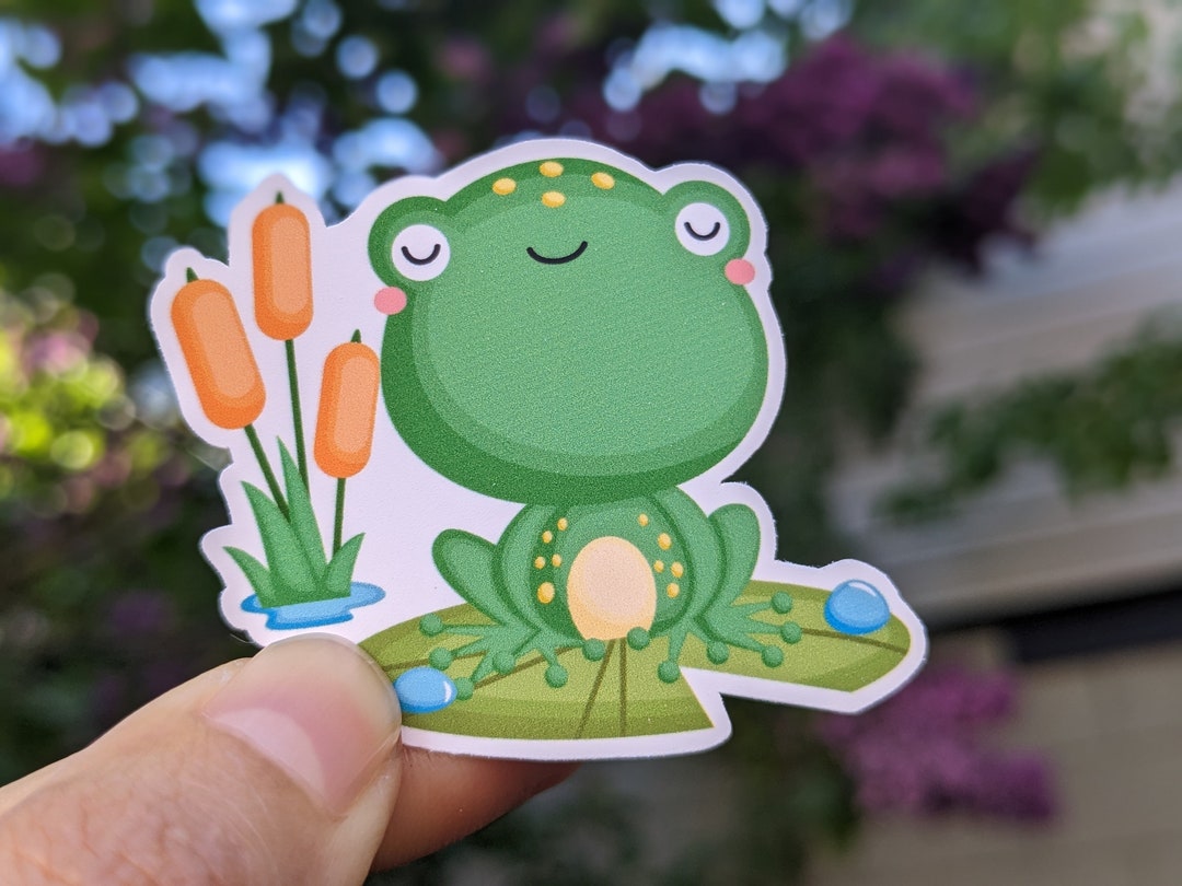 Cute Frog Waterproof Vinyl Sticker for Planner | Laptop, Phone, Gift ...
