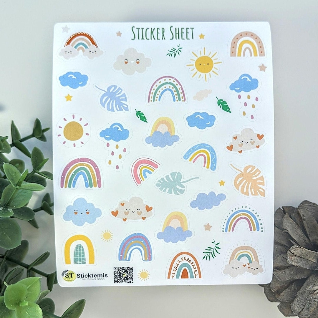 Pastel Rainbow Cloud Sticker Sheet: Planner Scrapbook Stickers - Etsy